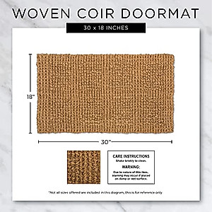 DII Natural Coir Doormat Collection Decorative Checkered Mat with PVC Backing, 17x29, Welcome