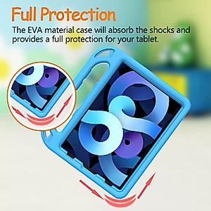 eTopxizu Kids Case with Built-in Screen Protector for iPad Air 5th Generation 2022/iPad Air 4th Gen 2020, 10.9" iPad Air 5/4 Shockproof Handle Stand Case for iPad Air 5th/4th Gen 10.9/Pro 11, Blue