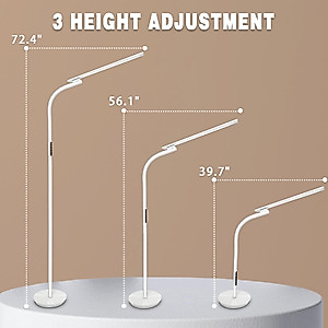 Fistone LED Floor Lamp, Floor Lamps with Stepless Adjustable 3000K-6000K Colors & Brightness, Remote & Touch Control Reading Floor Lamps, Adjustable Gooseneck Standing Floor Lamp for Bedroom Office