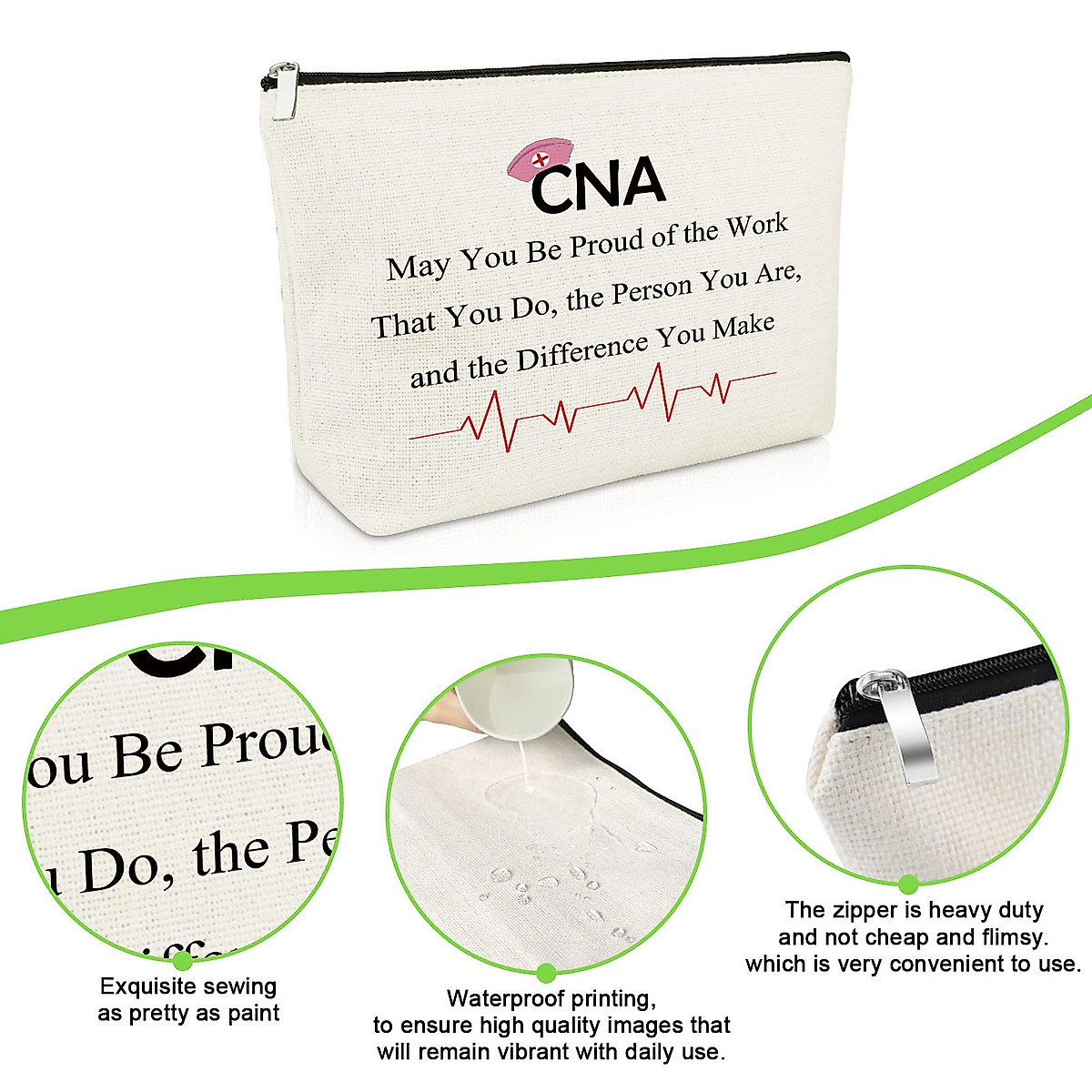 Gevody Certified Nursing Assistant Gifts for Women CNA Makeup Bag CNA Appreciation Gifts Inspirational Gift for Nurse Friends CNA Graduation Gifts Thank You Gifts for CNAS Assistant Cosmetic Pouch