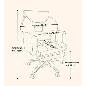Fabric Office Chair Ergonomic Computer Chair Lumbar Support with Foot Rest Adjustable High Back Gamer Chair for Work or Gamer at Home(50x50x55cm(19x19x21in), White)