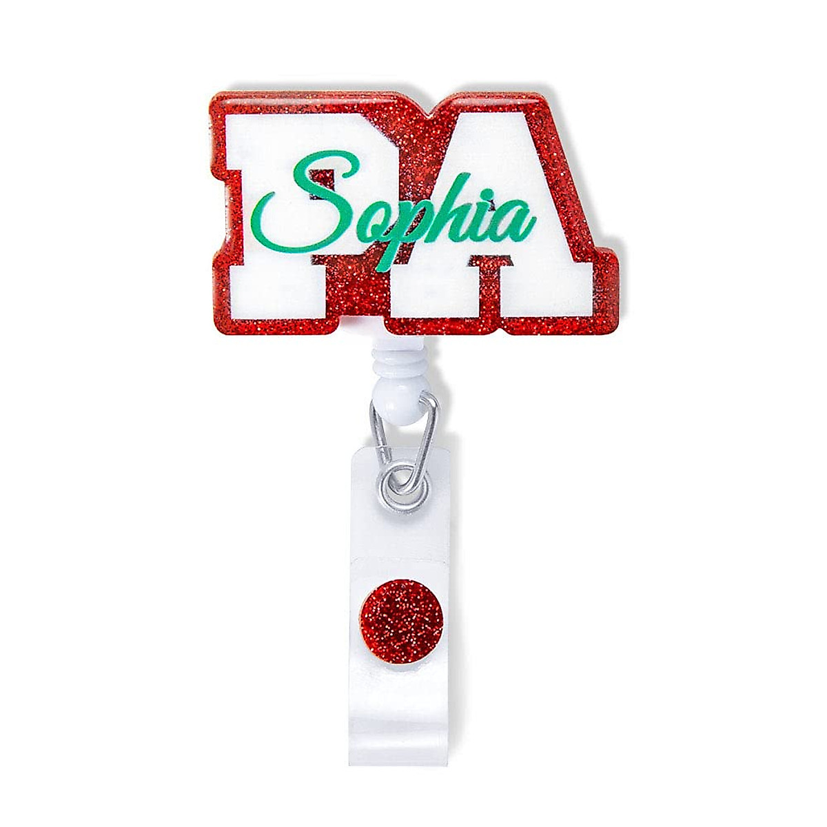 Custom Retractable Cute Name PA LAB LPN TECH MD RMA BSN EMT CNA LVN RN ID Badge Reels Holder for Nurse Coworkers Employee Hospital Doctor