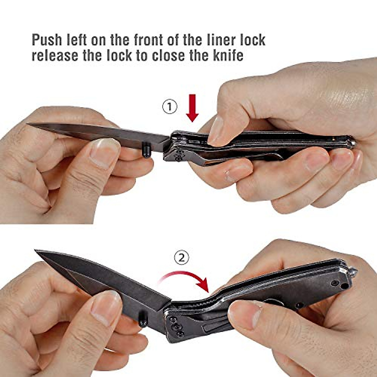 Mossy Oak Folding Pocket Knife - 7 inch EDC Stainless Steel Drop Point Blade Knife - Multi-Functional Tool with Bottle Opener - Liner Lock Handle (Black Stone Wash)