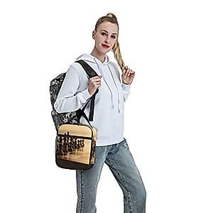 BQIUULO Lnternational Chess Lunch Bag for Men Women Tote Insulated Cooler Bags Reusable Lunch Box for College Work Office Picnic