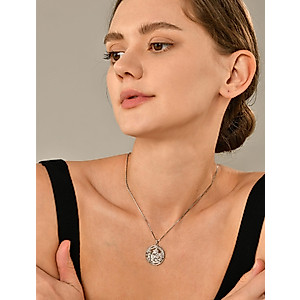 YL St Christopher Pendant Saint Medal Necklace 925 Sterling Silver Religious Engraved Medallion, 18"