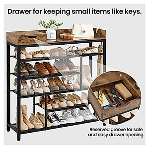 Yaheetech 6-Tier Shoe Rack Organizer, Shoe Shelf Organizer with Storage Box, Free standing Shoe Storage Rack for Entryway, Living Room, Holds 24 Pairs of Shoes, Industrial Style