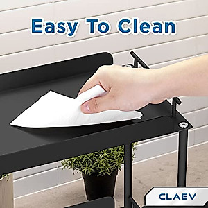 Claev Bathroom Organizer (Black, 13x8x12 Inch) 2 Tier Space Saver Cosmetic Vanity Shelf, Countertop/Counter Sink Storage Tray for Kitchen, Bath, Dresser, Bedroom, Makeup Table