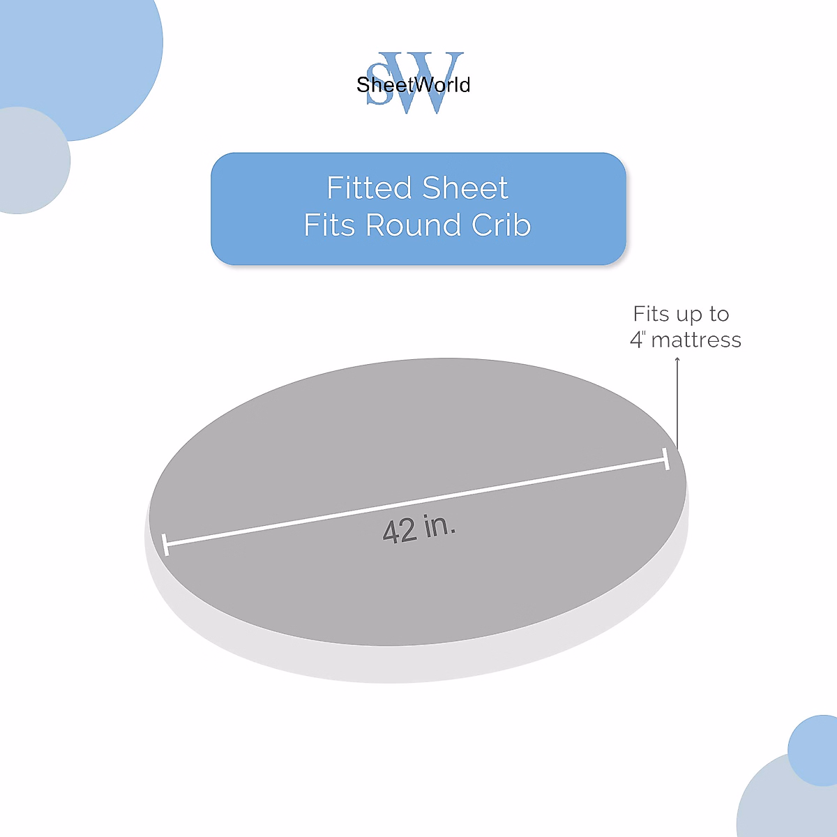 SheetWorld Baby Fitted Round Crib Sheet, 100% Cotton Woven Sheet, Unisex Boy Girl, 42 x 42 inches, Polka Dots Grey, Made in USA
