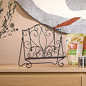 MOCOME Metal Cookbook Holder Recipe Book Stand for Kitchen, Vintage Scrollwork