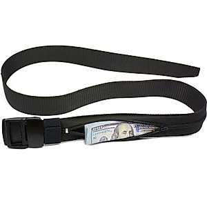Money Belts for Travel for Men, Nylon Military Tactical Mens with Zinc Alloy Buckle, Security Money Belt with Hidden Money Pocket - Black