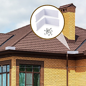 4 Pcs Gutter Valley Splash Guards Downspout Diverter Roof Rain Diverter White Roofing Gutter Guards with 40 Screws Gutters for House Residential Flat Shingle Roofs Corner (Foldable)