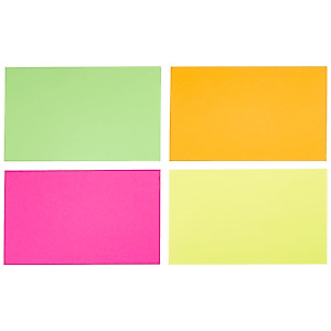 Amazon Basics Ruled Index Flash Cards, Assorted Neon Colored, 3x5 Inch, 300-Count