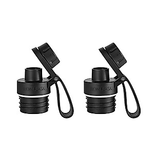 IRON °FLASK Spout Lid 2.0 for Narrow Mouth, Insulated Sports Water Bottles, Canteen Standard, Chug Lid, BPA Free 2 Lids (Midnight Black)