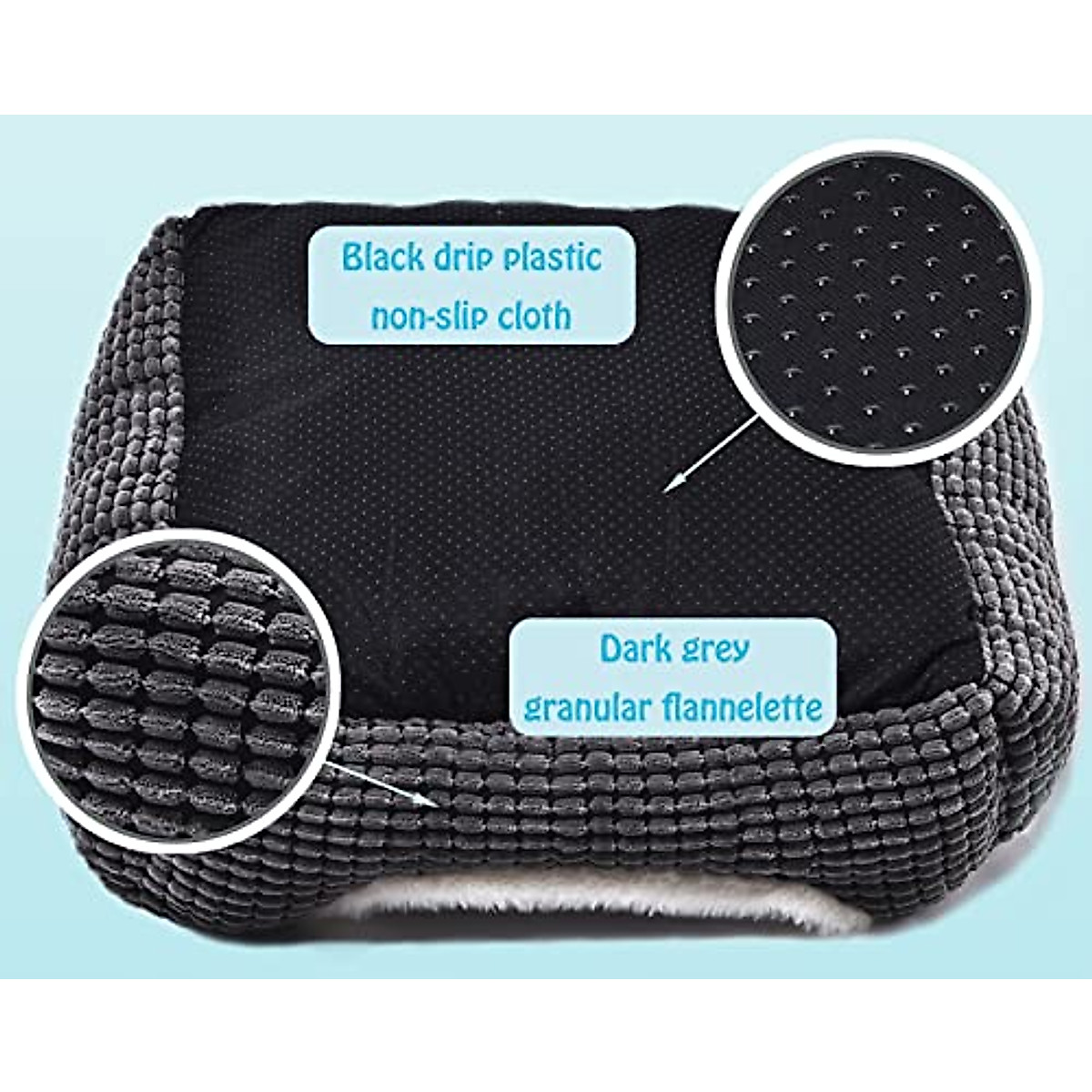 Dog Bed for Small Dogs,Cute Cat Bed for Indoor Cats,Washabel Super Soft Durable Kitten Bed and Puppy Bed, Anti-Slip & Water-Resistant Bottom,Luxury Square Grey Small aninal Bed