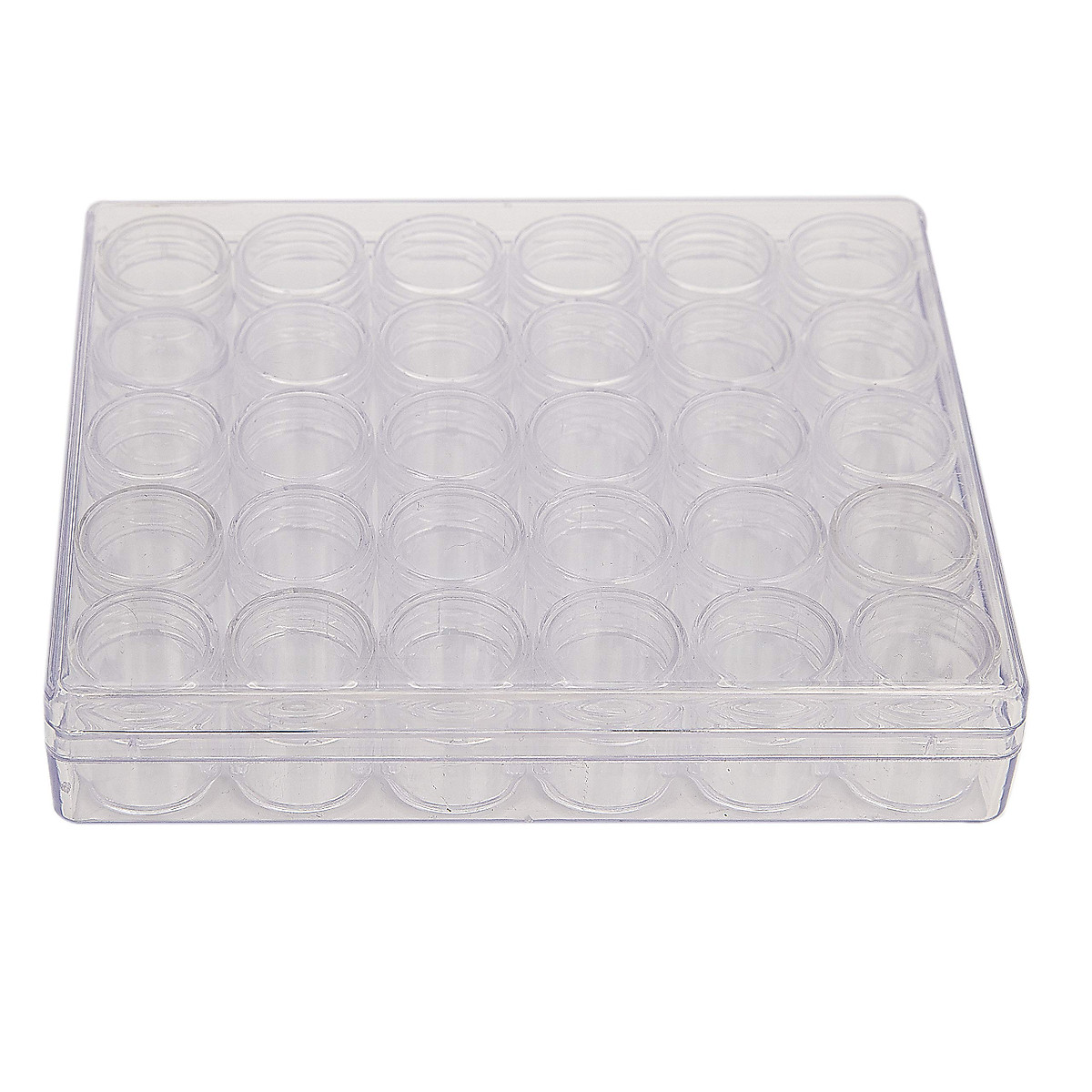 The Beadsmith Personality Case - Clear Storage Organizer Box, 6.4 x 5.4 x 1.25 inches - Includes 30 Small Containers with lids – 1 x 1.1 inches, Bead Holder