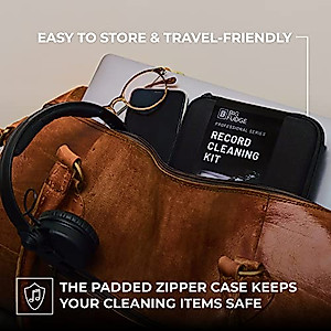 Big Fudge Professional Series Vinyl Record Cleaning Kit - 5-in-1- Includes Velvet Vinyl Cleaner Brush, Cleaning Fluid, Stylus Gel, Brush for Velvet, Padded Storage Case