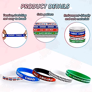 40 Pcs Train Rubber Bracelets Train Party Favors Railroad Traffic Rubber Wristbands Train Birthday Party Supplies Railway Silicone Bracelets Train Birthday Party Decor for Kids Girls Boys Birthday