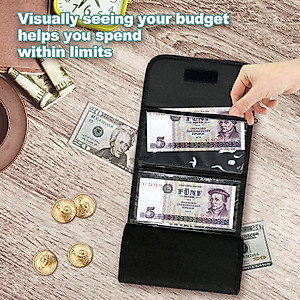 DSVENROLY Money Organizer Cash Wallet with 10 Zipper Slots Money Holder Budget Wallet, Discreet Money Bag for Receipts Coupons Tips (1Pc, Black)