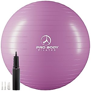 ProBody Pilates Ball Exercise Ball, Yoga Ball Chair, Multiple Sizes Stability Ball Chair, Gym Grade Birthing Ball for Pregnancy, Fitness, Balance, Workout and Physical Therapy Ball (Purple, 55 cm)