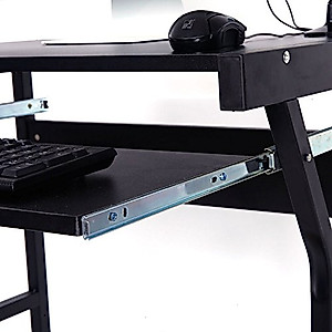 Knocbel Home Office Mobile Computer Desk Writing Table Workstation with Keyboard Drawer & Storage Shelf (Black)