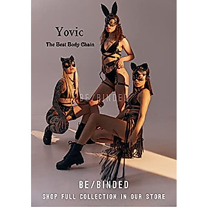 Yovic Punk Leather Body Chain Sexy Waist Chain Belt Harness Belly Chains Rave Nightclub Party Body Accessories for Women and Girls(Black-8)