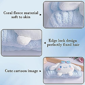 PERFECTSIGHT Kawaii Spa Headbands for Women & Girls - 2 Pack Cute Soft Fleece Facial Headbands for Makeup, Skincare and Face Washing