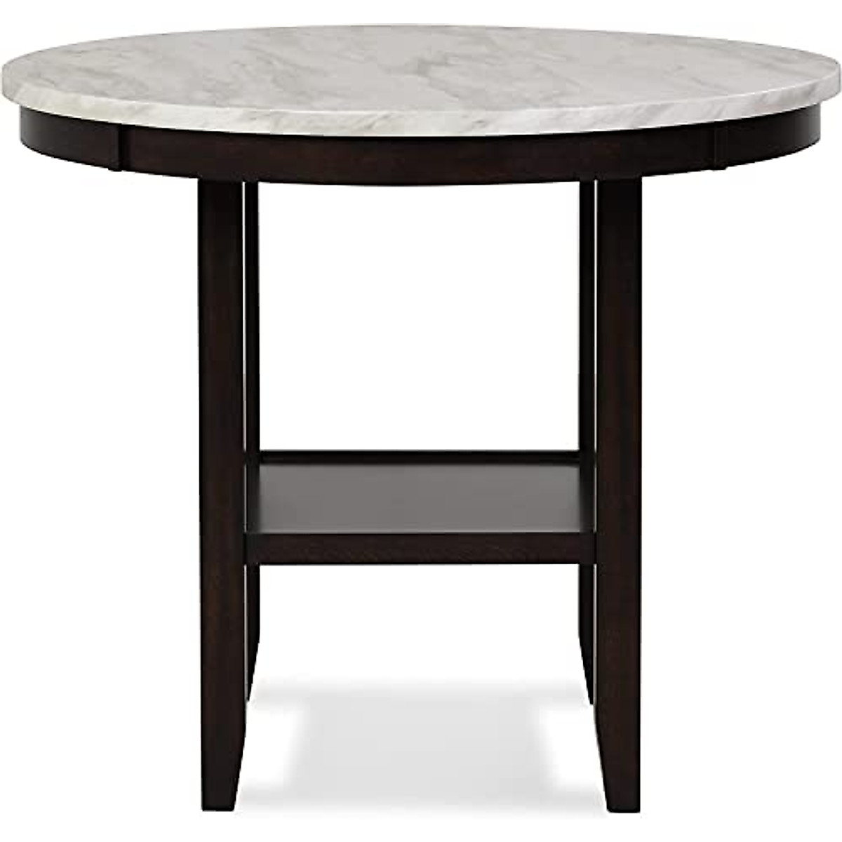 New Classic Furniture Celeste 5-Piece Faux Marble Round Counter Set with 1 Table and 4 Chairs, 42-Inch, Blue