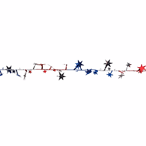 Beistle Gleam 'N Flex Star Garland, 25-Feet, Red/Silver/Blue