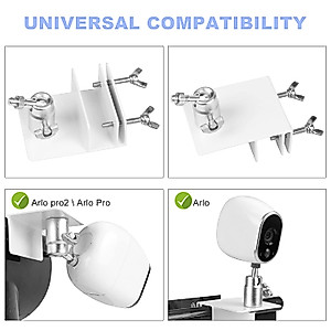 Gutter Mount for Arlo Pro Pro 2 Pro 3 Pro 4, Arlo Ultra & Ultra 2 and Arlo Essential Spotlight, Adjustable Weatherproof Aluminum Alloy Mount Bracket for Your Arlo Surveillance Camera (2 Pack, White)
