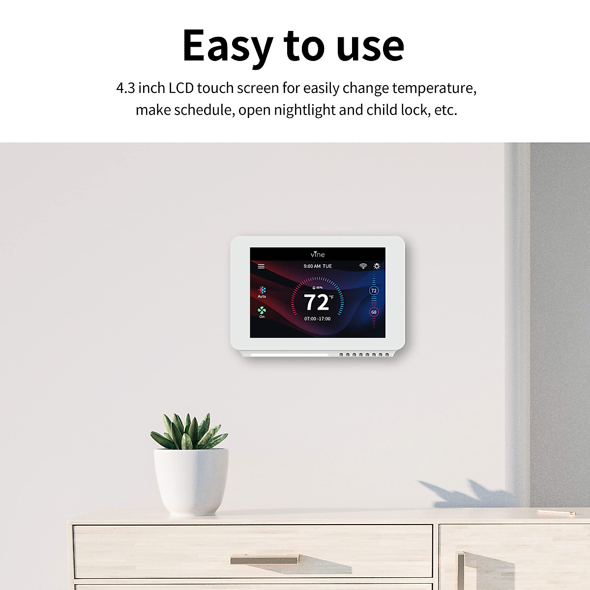 Vine Wi-Fi 7day & 8 Period Programmable Smart Home Thermostat - Wi-Fi TJ-919E, Compatible with Alexa & Google Assistant - 6th Gen…
