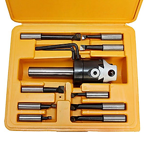 2 inch Boring Head with Straight Shank and Set of 9 Pcs of 1/2 inch Boring Bar