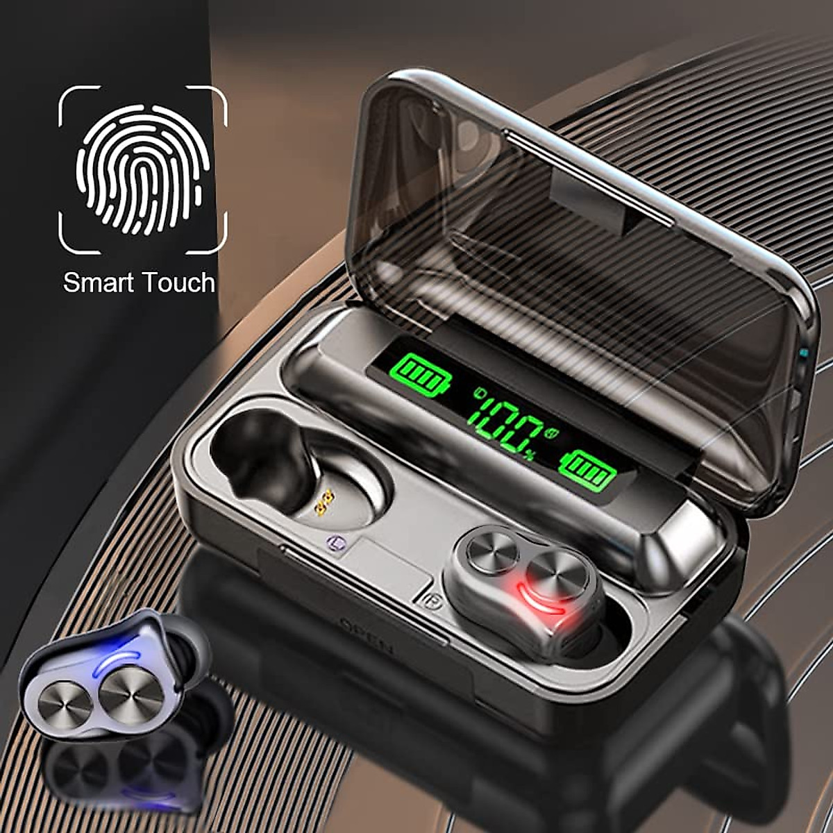 XYGCACO C10 Bluetooth Headphones True Wireless Earbuds Touch Control with Wireless Charging Case Stereo Earphones in-Ear Built-in Mic Headset Premium Deep Bass