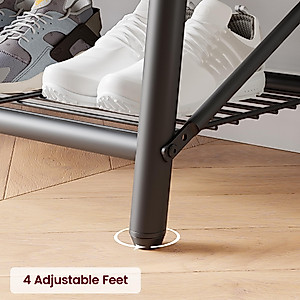 Coat Rack Shoe Bench with 5 Hooks, Entryway Hall Trees with Storage, Multifunctional Hallway Organizer, Wood Look Accent Furniture with Metal Frame, 4-in-1 Hall Trees Shoe Bench (5 Hooks-31.5 In)