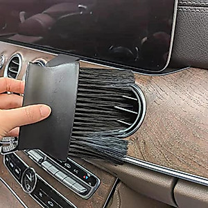 Grafken Car Long Hair Wide Handle Brushes Auto Interior Detail Cleaning Dust Removal Brush for Car Interior, Air Vents, Dashboard, Emblems, Scratch Free, black