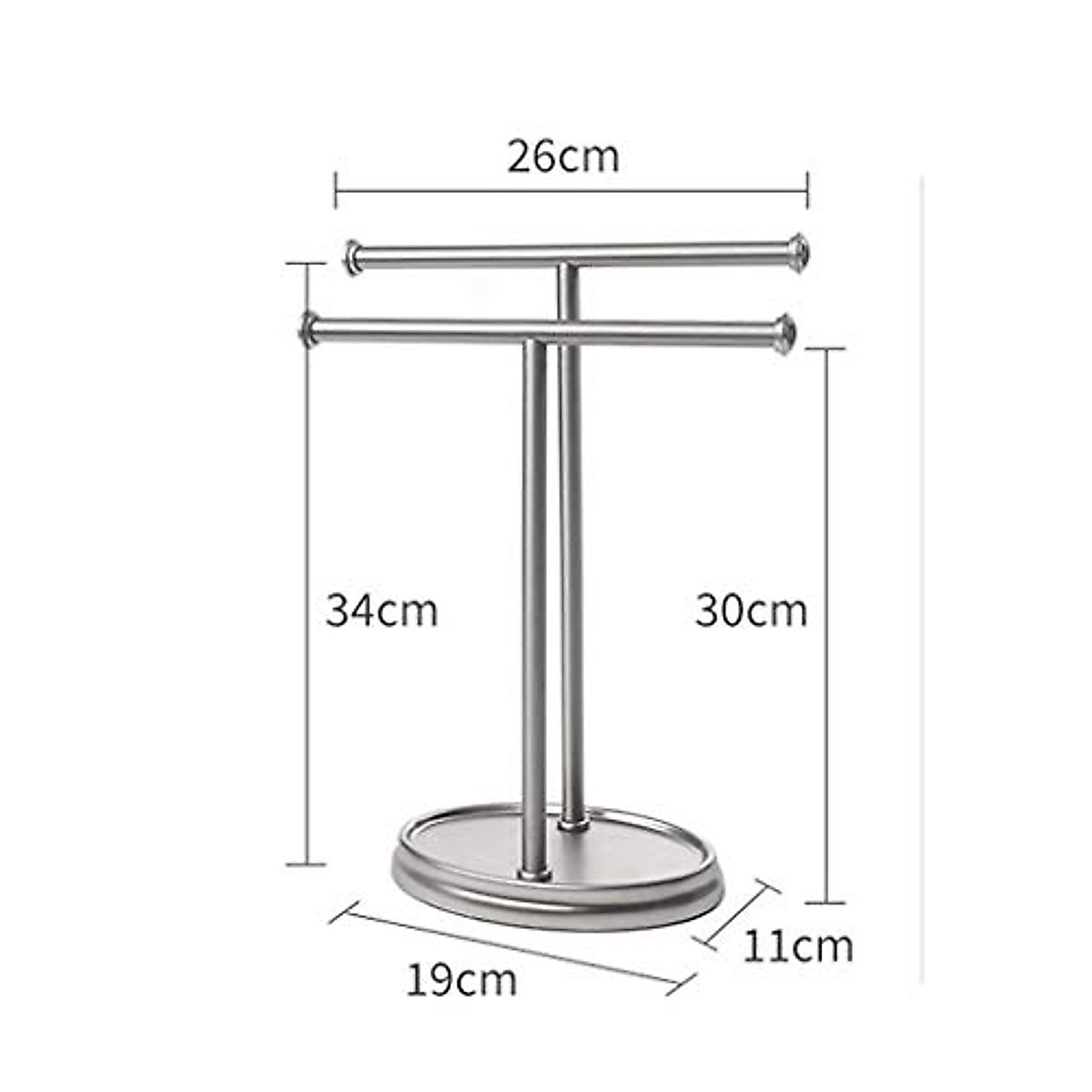 LIRUXUN Silver Hand Towel Holder, Free Standing Towel Rack, Stainless Steel Necklace Holder Jewelry Organizer Bracelet Display Stand
