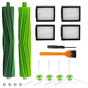 ARyee Replacement Parts Compatible with iRobot Roomba i7 i7+ i3 i3+ i4 i4+ i1 i1+ i6 i6+ i8 i8+ E5 E6 J7 J7+ Vacuum Cleaner Set, 1 Set of Multi-Surface Rubber Brushes, 4 HEPA Filters, 4 Side Brushes