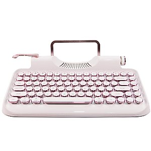 ZYQM Retro Typewriter Mechanical Wireless Keyboard with Tablet Stand, Bluetooth Connection, Artistic dot Keys (White)
