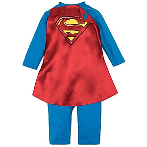 WARNER BROS Justice League Superman Infant Baby Boys Zip Up Cosplay Costume Coverall and Cape 18 Months