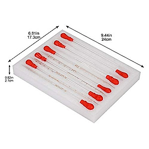 StonyLab Glass Dropper Pipettes Set, Thick Borosilicate Glass Dropping Pipettes Liquid Transfer Set with Red Rubber Caps for Lab, Set of 10 (Graduated 0.5ml, 1ml, 2ml; Non-Graduated 1ml, 3ml)