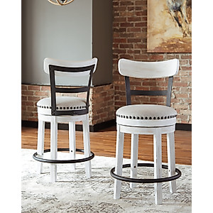 Signature Design by Ashley Valebeck 24" Modern Swivel Counter Height Barstool, Whitewash