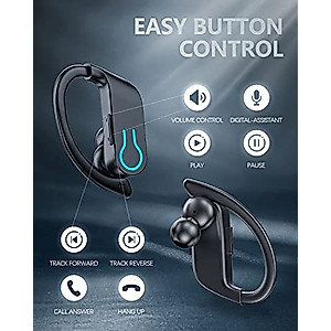 Bluetooth Headphones Wireless Earbuds Sports Over-Ear Bluetooth 5.3 Ear Buds with Earhooks 120H Playtime Wireless Headphones for Workout Waterproof Audifonos Bluetooth inalambricos LED Power Display