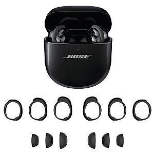 Bose QuietComfort Ultra True Wireless Bluetooth Adjustable Noise Cancelling Earbuds, Spatial Audio, Up to 6 Hours of Play Time, Black Bundle with Fit Kit
