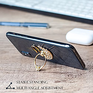 [2 Packs] Swan Glitter Bling Bling Phone Ring Holder, Sparkle Phone Ring Grip Artificial Diamond Stand,Rhinestone Cell Finger Ring for Phones,Pad