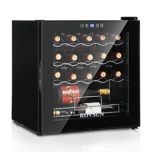 ROVSUN 19 Bottle Wine Fridge, Freestanding Compressor Wine Cooler Refrigerator, Beverage Wine Chiller with Digital Temperature Control & Double-layer Glass Door for Red White Wine, Champagne, Beer