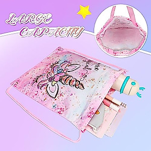 RLGPBON Unicorn Drawstring Backpack for Kids Girls and Boy,Girls Gym Dance Bag,Sports Gym Bag for Girls Kids Waterproof Swimming Beach Sackpack