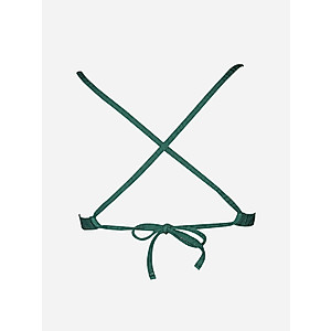 CUPSHE Bikini Top for Women Triangle Swimsuit Top V Neck Crisscross Self Tie Bathing Suit Zebra Texture M, Emerald Green