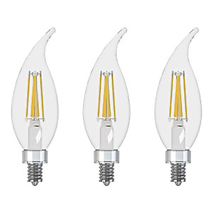 GE (3 Bulbs) Refresh LED Energetic Daylight LED CAC Lightbulb, Candelabra Base, 60 watt Equivalent, Dimmable, Clear Finish, HD Light, LED Decorative, Bent tip Chandelier Light Bulb