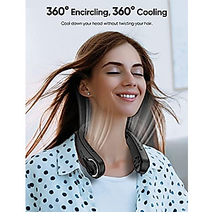 Neck Fan Portable with Reading Light - Cooling Rechargeable Battery Operated Neckband Fan, Ultra Quiet, Hands Free 4 Speeds Bladeless Wearable Fan for Travel, Outdoor