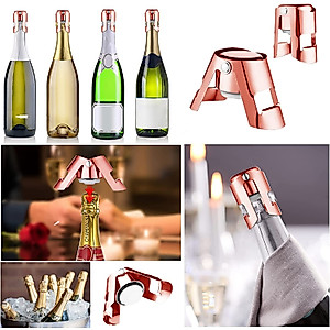 3-PACK BarBinge Champagne Cork Stopper Cap Portable Sparkling Wine Bottle Prosecco Cava Stainless Steel Sealer Plug Clamps Bar Kitchen Gadget