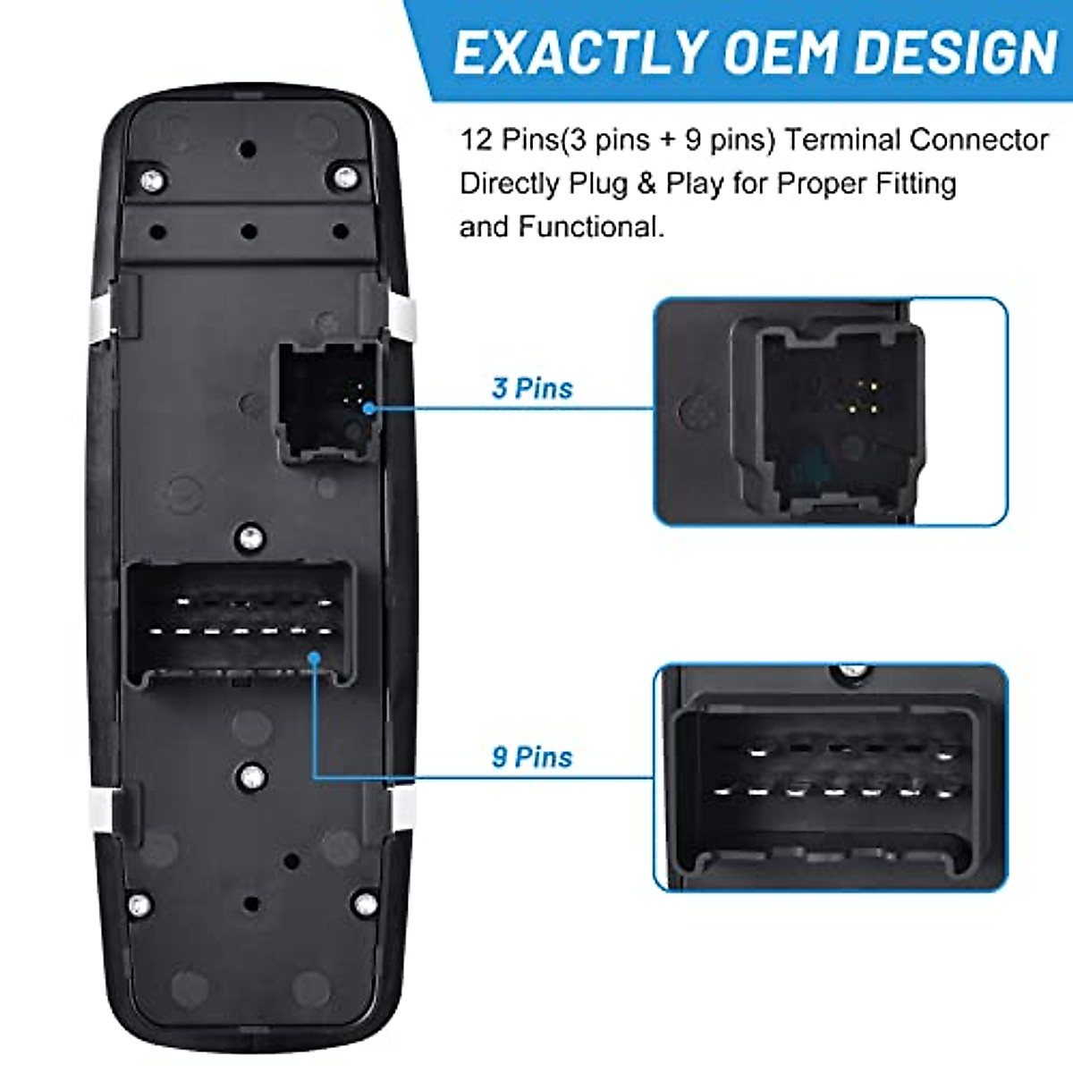 PUENGSI Master Power Window Switch for | 2009-2012 Dodge Ram 1500 2500 3500 | Replaces OE 4602863AB, 4602863AC, 4602863AD